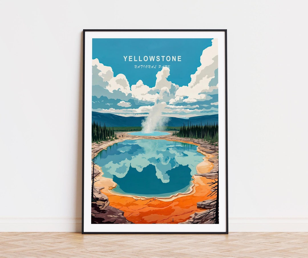 Yellowstone National Park Travel Poster, Yellowstone Print, National ...
