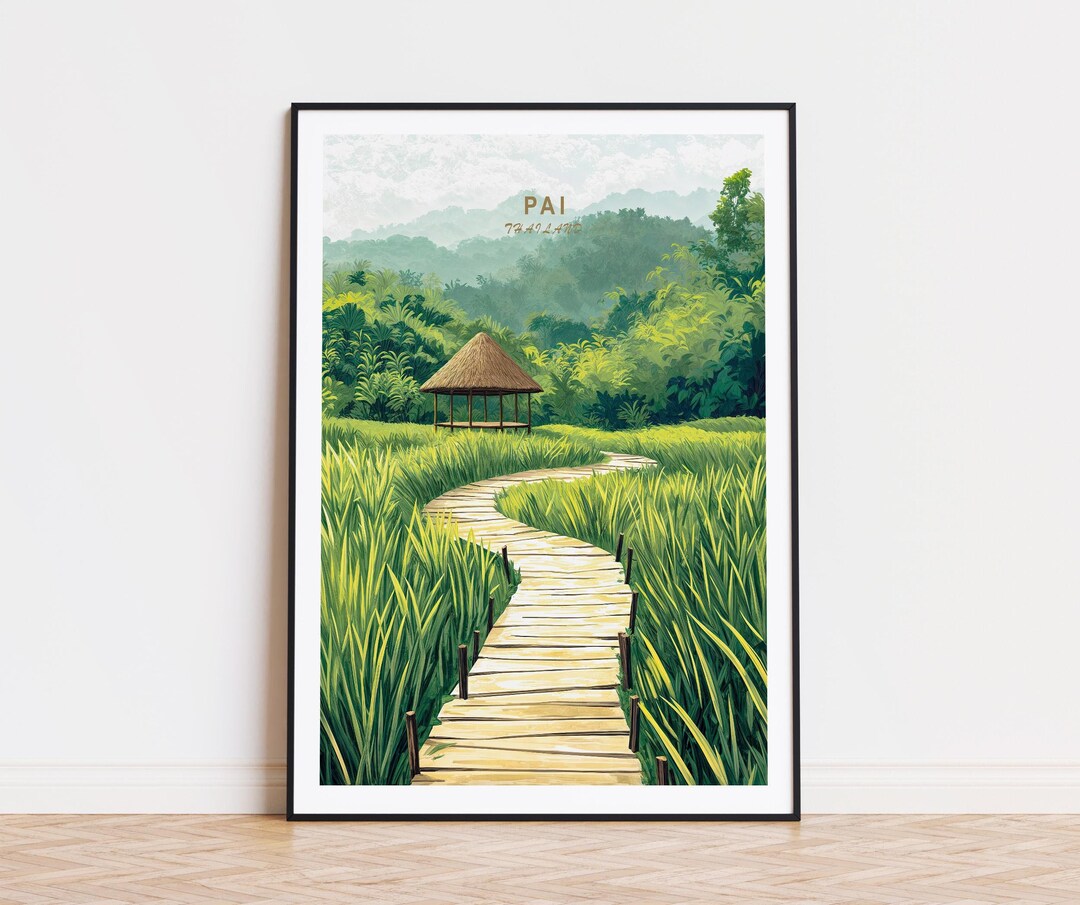 Pai Travel Poster, Pai Thailand Print, Thailand Wall Art, Custom Travel ...