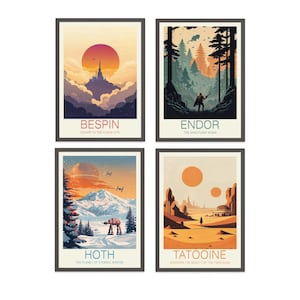 NEW! Star Wars Travel Poster, 4 Prints of Star Wars, Bespin, Endor ...