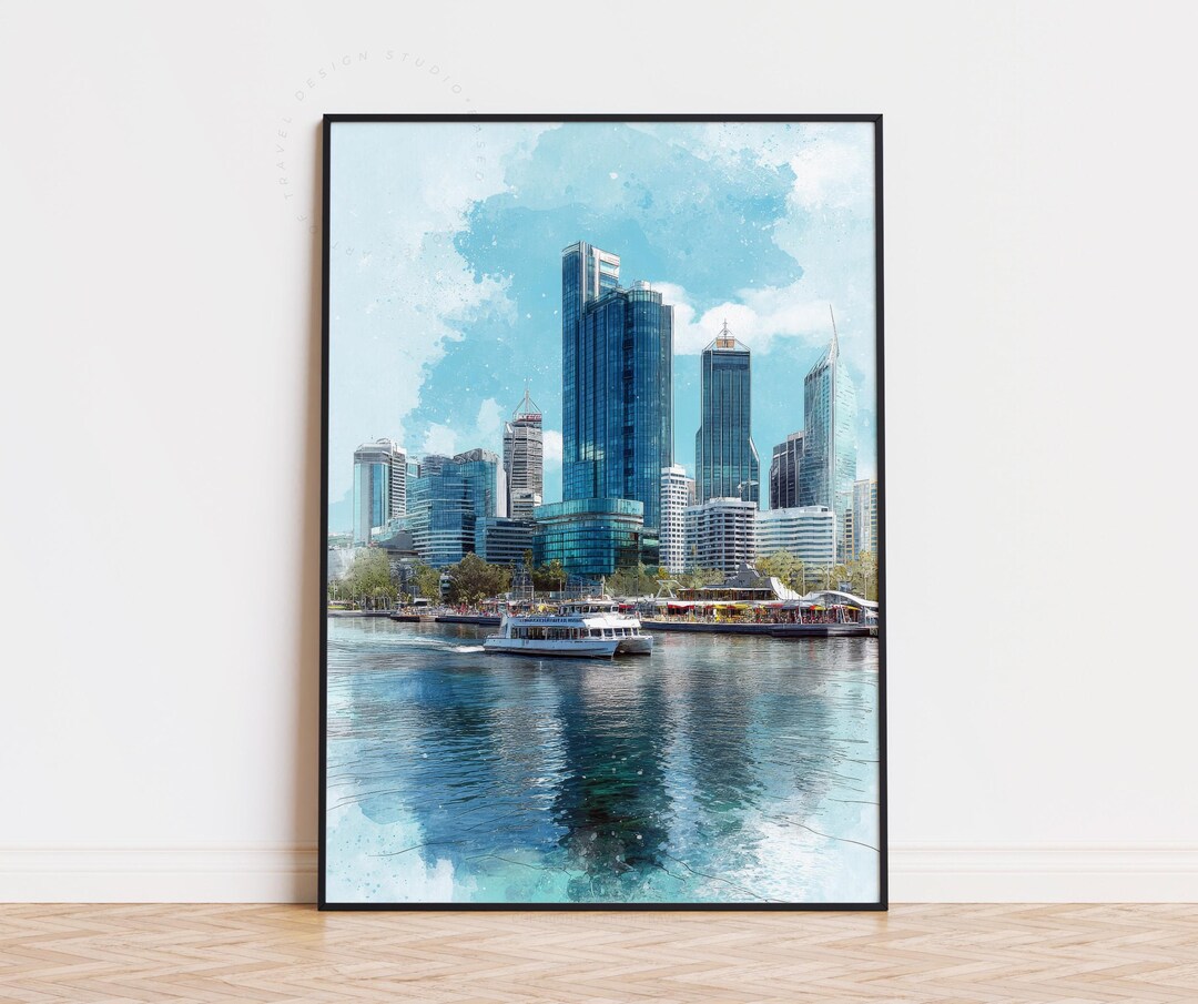 Perth Australia Watercolor Poster | Perth Australia City Travel Home ...