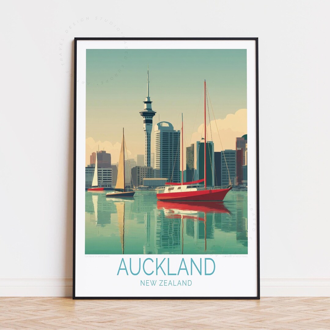 Auckland New Zealand Travel Poster, New Zealand Wall Art, Auckland ...