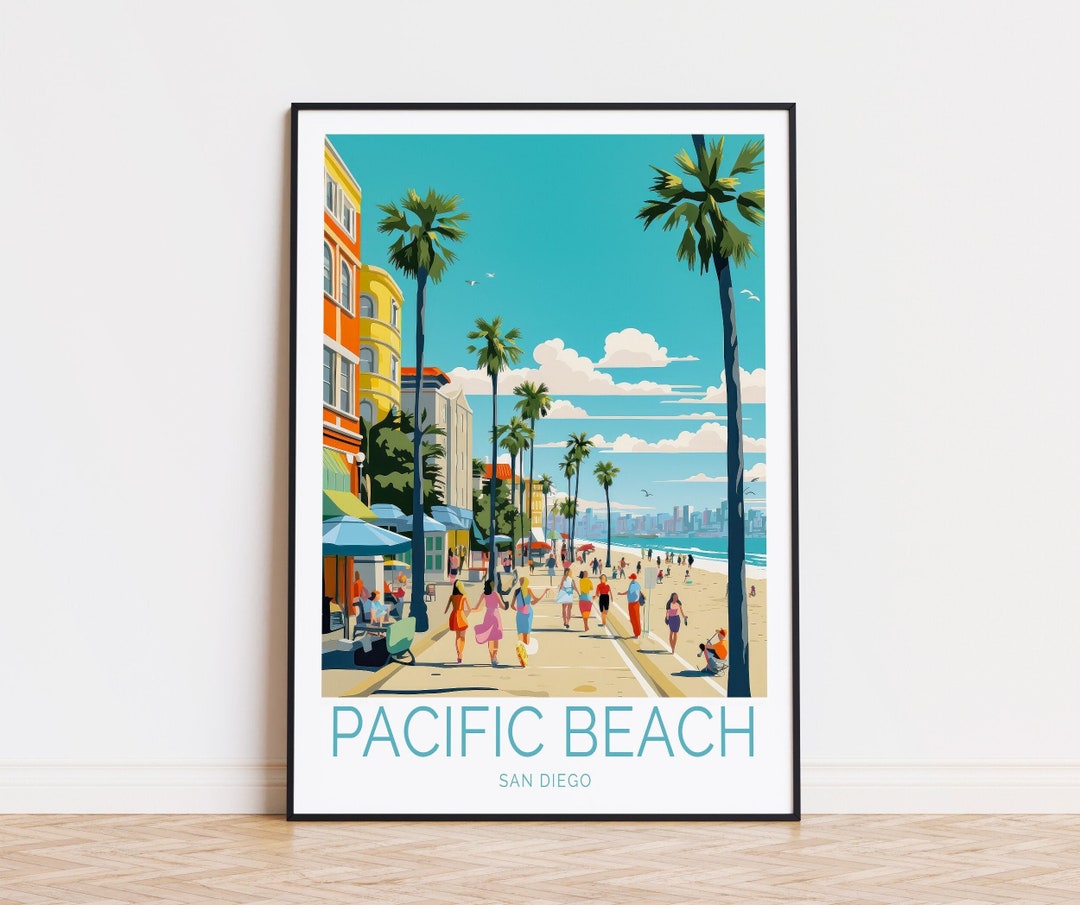 Pacific Beach Poster, San Diego Wall Art, Pacific Beach San Diego City ...