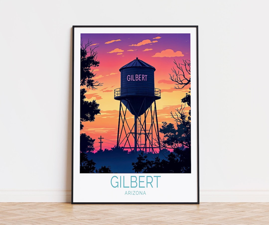 Gilbert Arizona Travel Poster, Arizona Wall Art, Gilbert Sunset Print ...