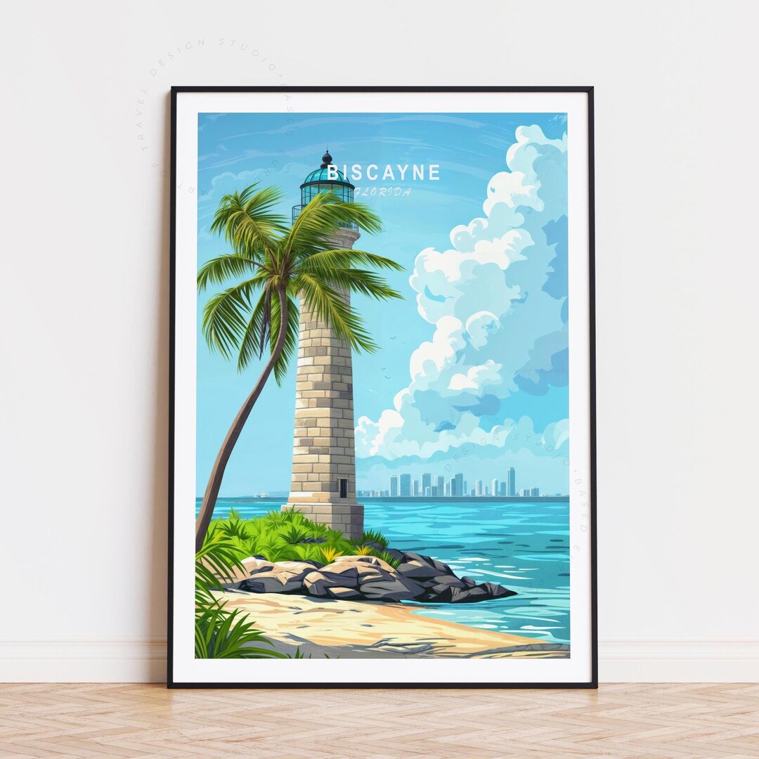 Biscayne Travel Poster, Florida Wall Art, Biscayne National Park Print ...