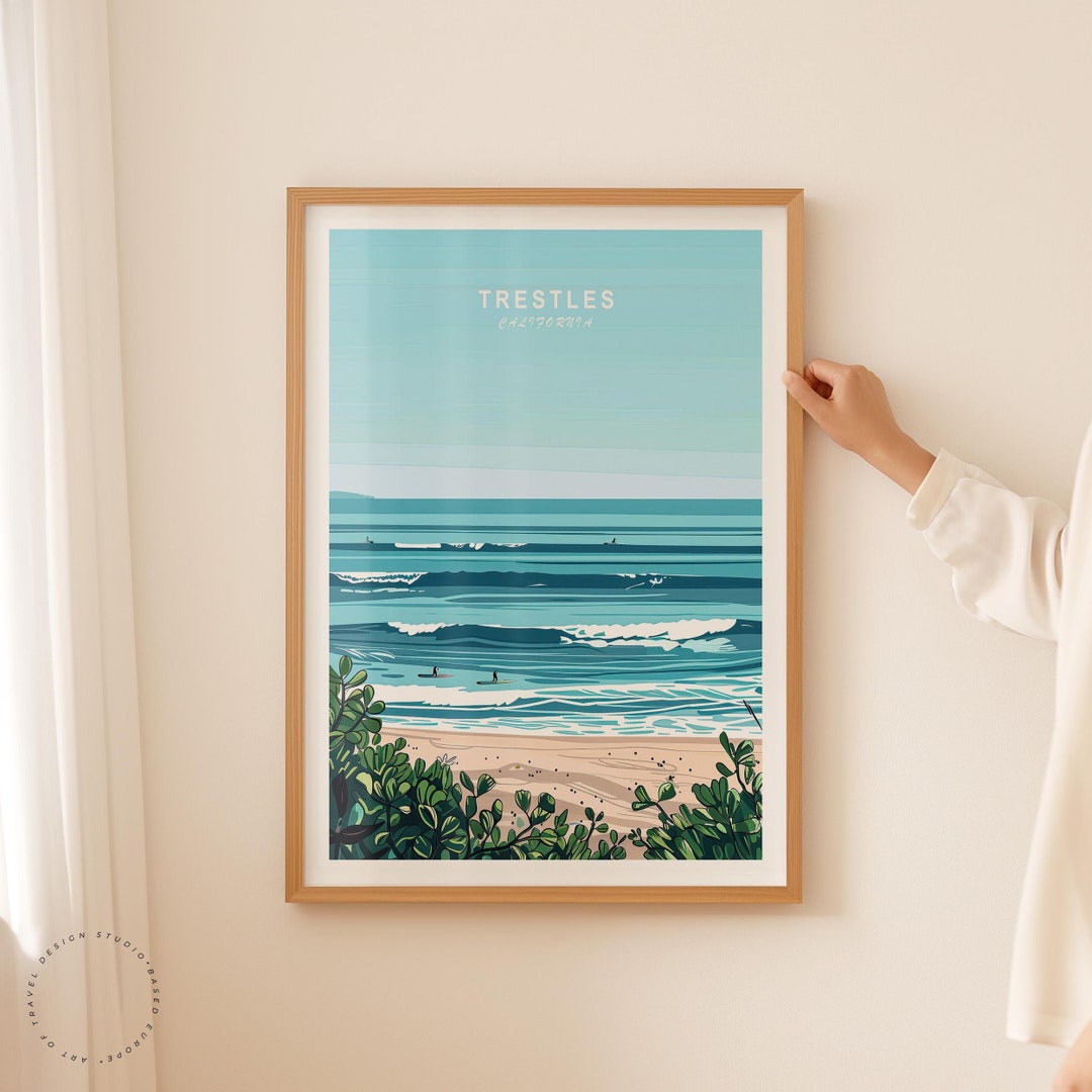 Trestles California Travel Poster, California Surf Poster, Trestles ...