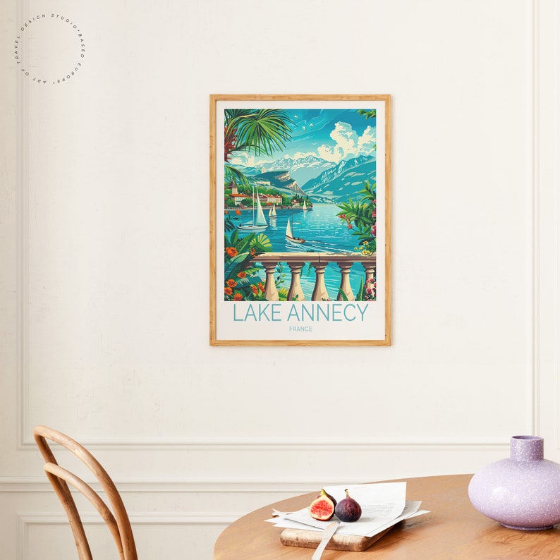 Lake Annecy Poster, France Wall Art, Lake Annecy Travel Coast Print ...