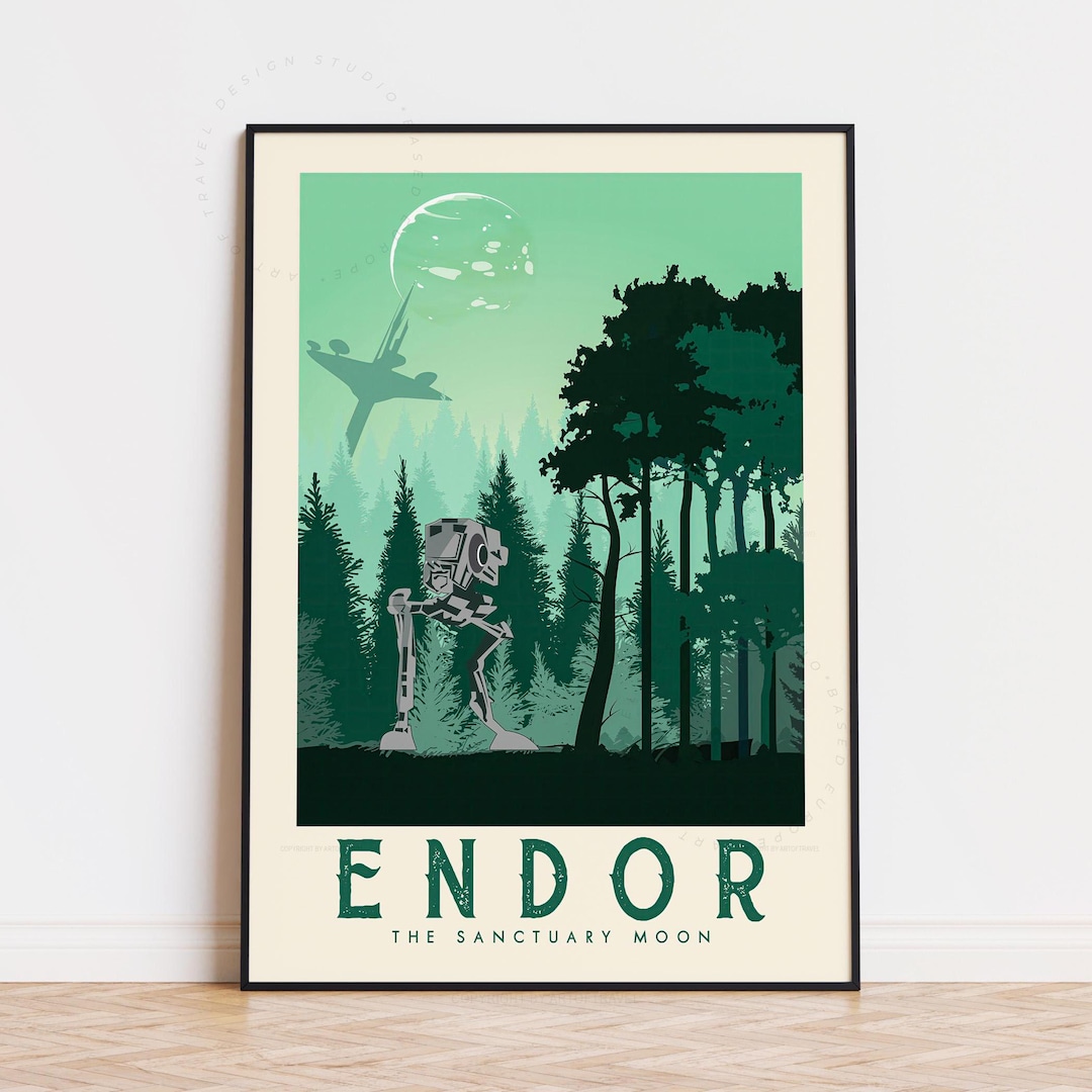 Star Wars, Forest Moon of Endor Retro Travel Poster, Star Wars Original ...