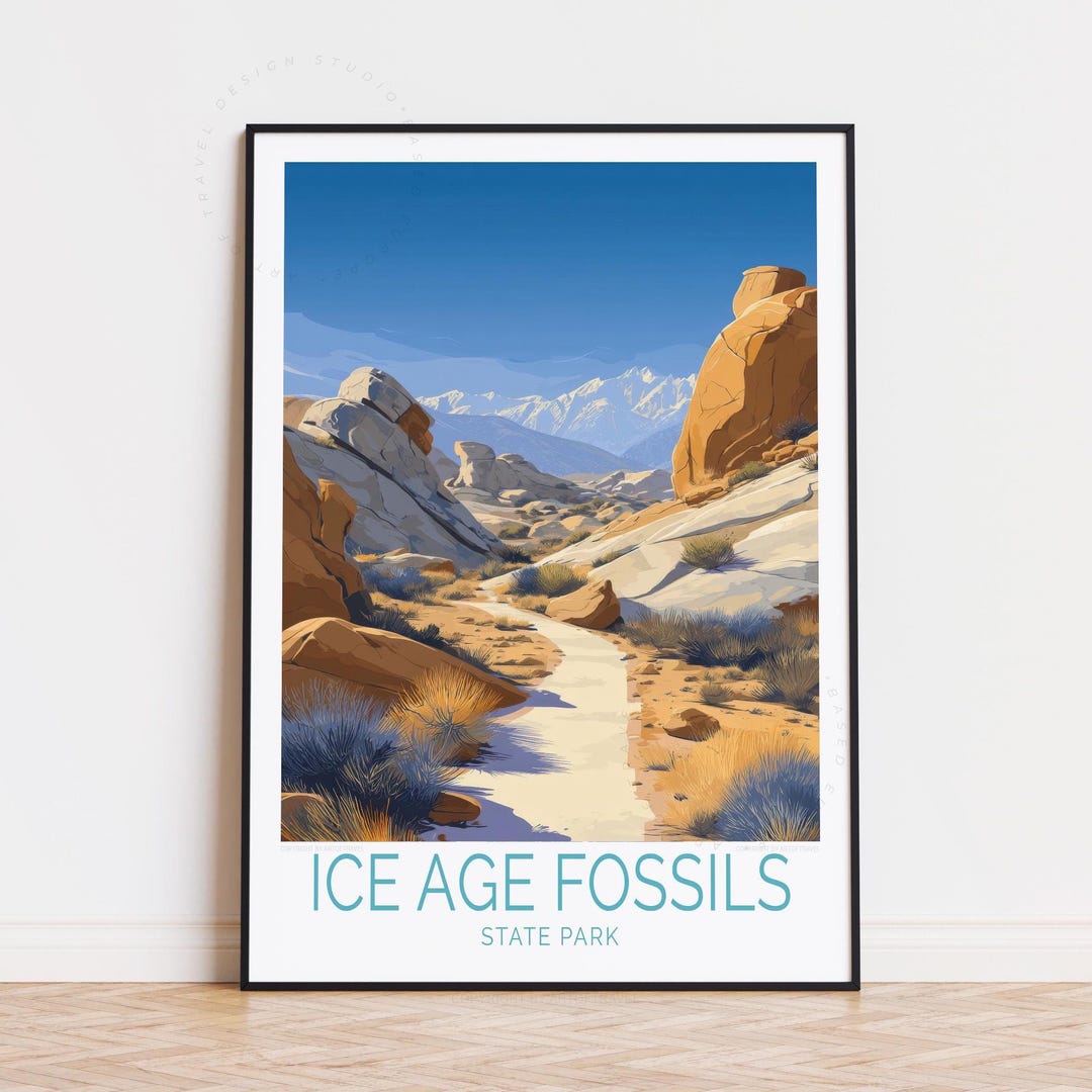 Ice Age Fossils State Park Travel Poster, Nevada Wall Art, Ice Age ...