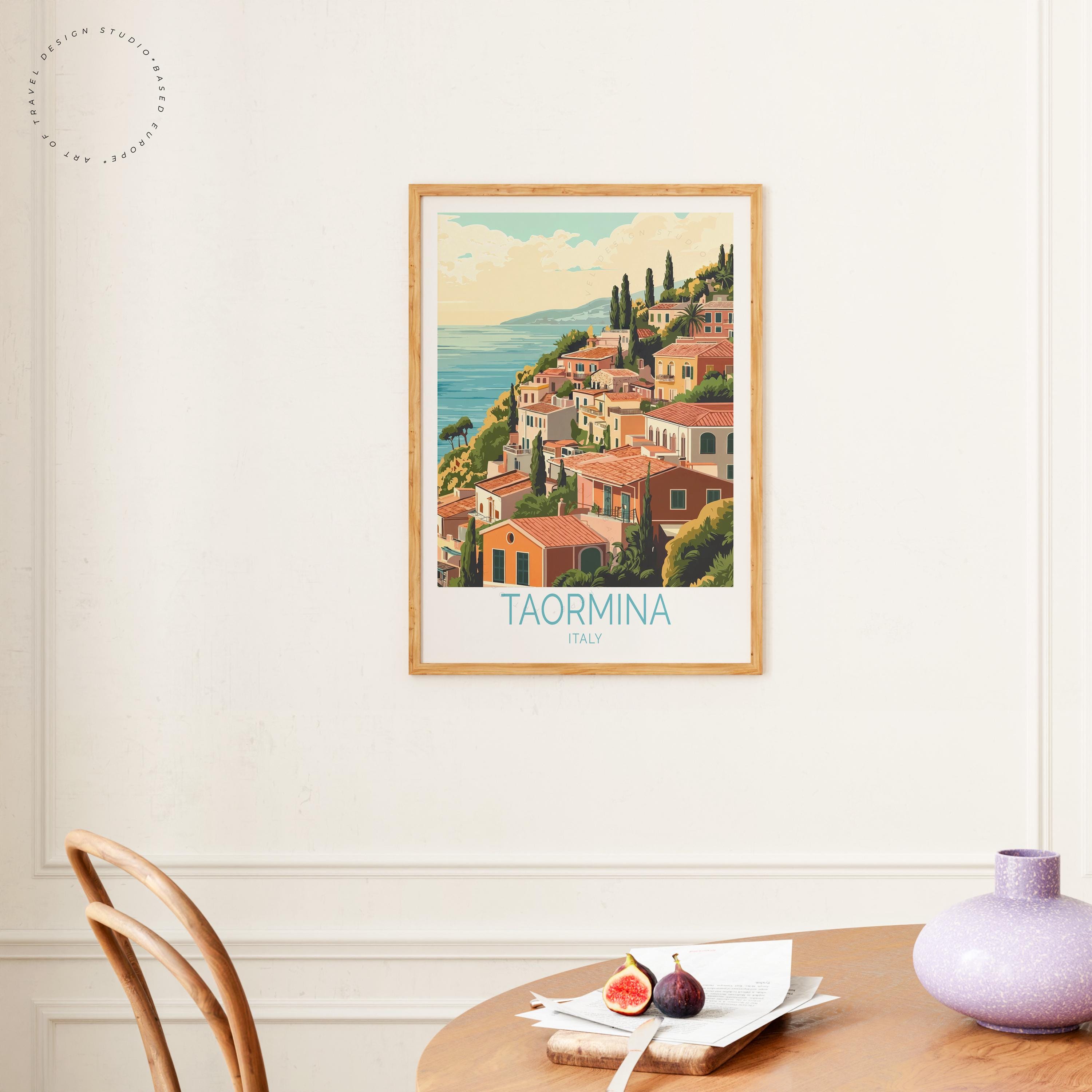 Taormina Italy Travel Poster, Italy Sicily Wall Art, Taormina Print ...