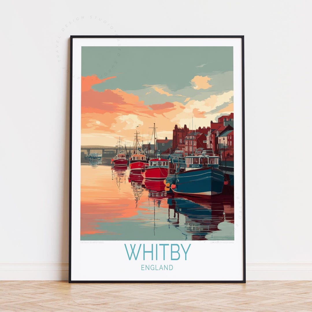 Whitby England Travel Poster, England Wall Art, Whitby Print, Travel ...