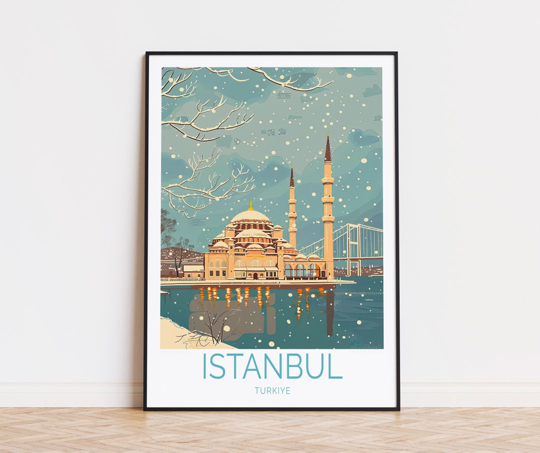 Istanbul Turkey City Travel Poster, Turkey Wall Art, Istanbul Turkey ...