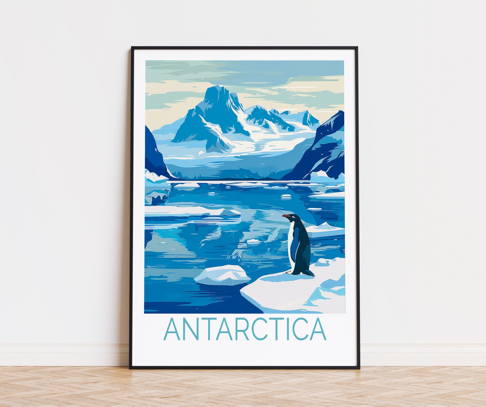 Antarctica Travel Poster, North Pole Wall Art, Antarctica Custom Travel ...