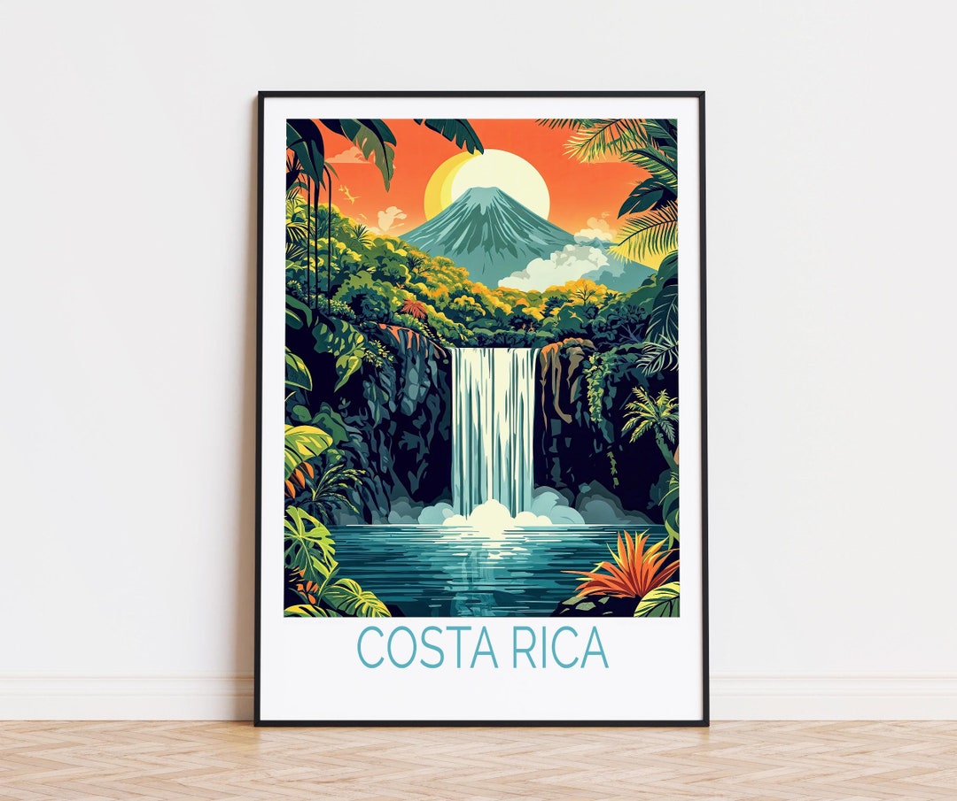 Costa Rica Travel Poster, Central America Wall Art, Sunset Print ...