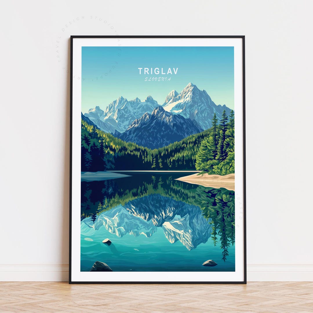 Triglav Travel Poster, Slovenia Wall Art, Triglav National Park Print ...