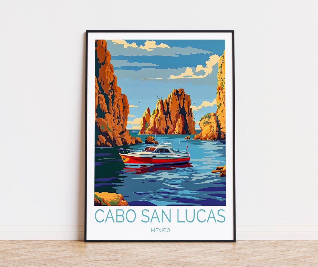 Cabo San Lucas Travel Poster, Mexico Wall Art, El Medano Beach Poster ...
