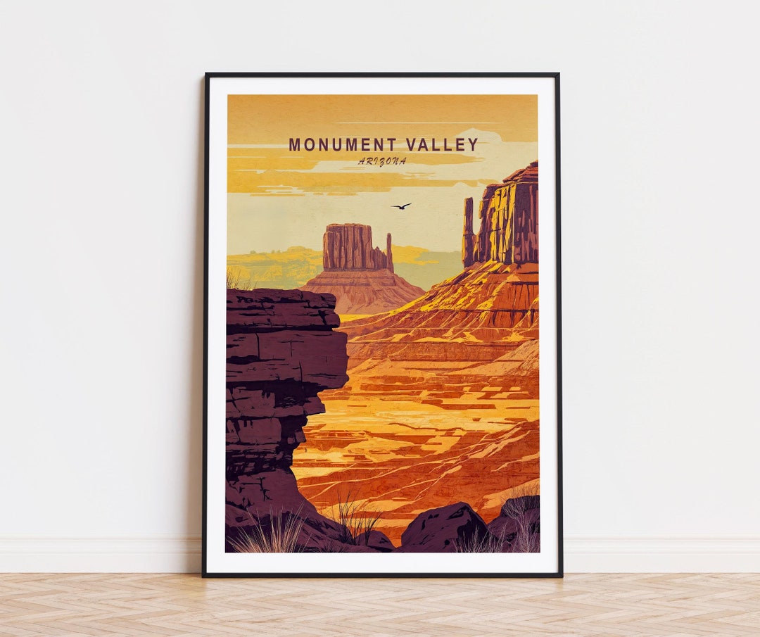 Monument Valley Travel Poster, Arizona Wall Art, Red Rock Poster ...