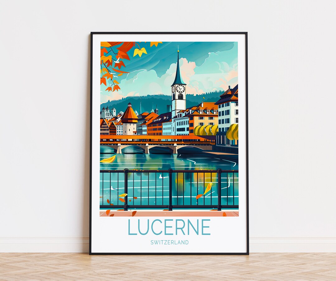 Lucerne Switzerland Travel Print, Switzerland Wall Art, Chapel Bridge ...