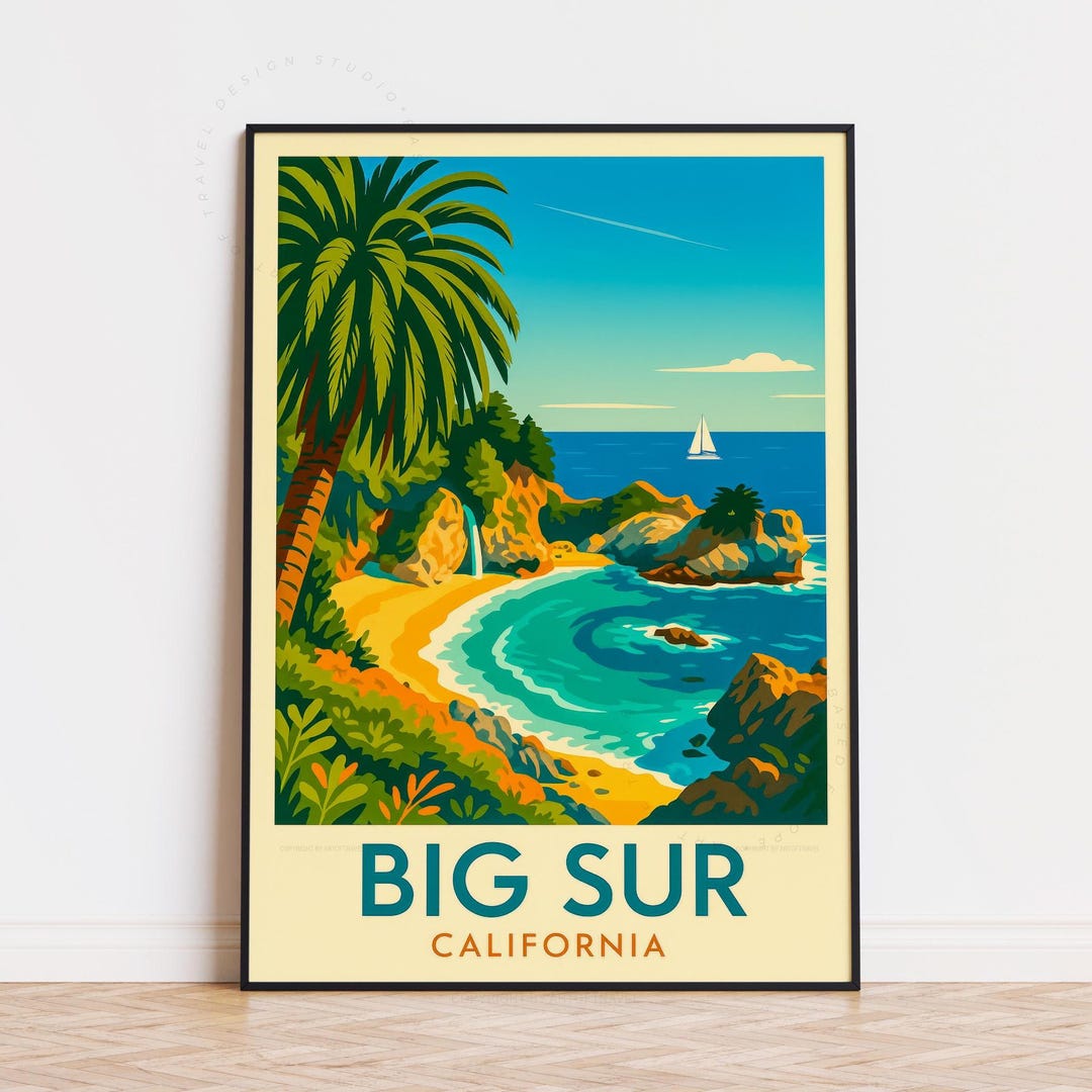 Big Sur California Travel Poster, California Wall Art, Big Sur Print ...