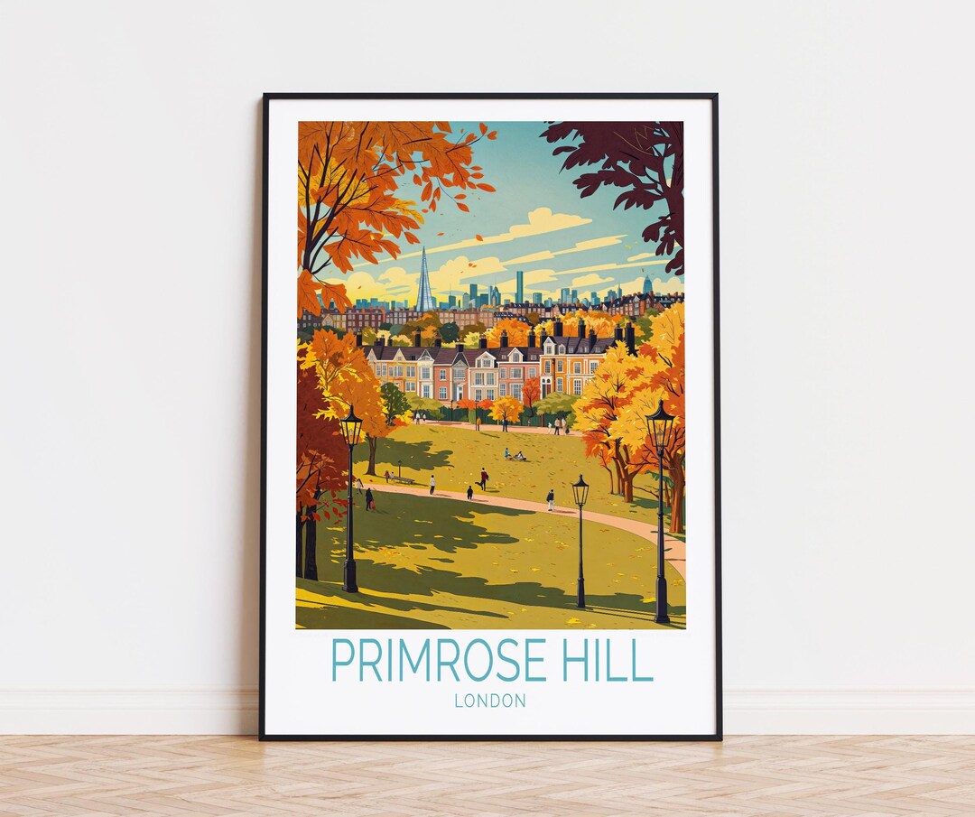 Primrose Hill Travel Poster, London UK Wall Art, Primrose Hill Regent’s ...