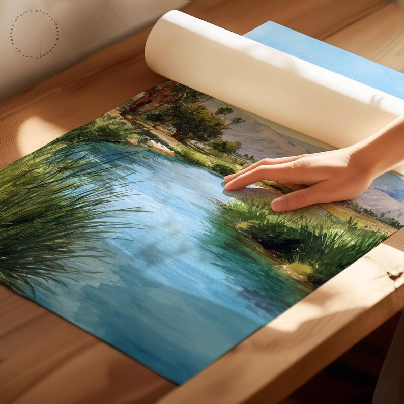 Yuma Arizona Watercolor Poster | Desert River Landscape Travel Wall Art ...