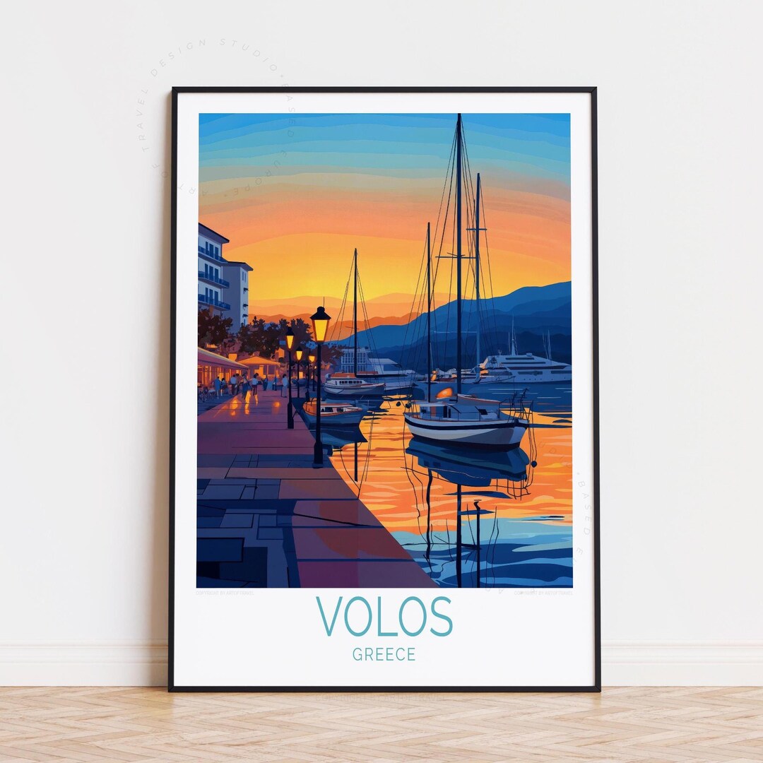 Volos Greece Travel Poster, Greece Wall Art, Volos Sunset Print, Volos ...