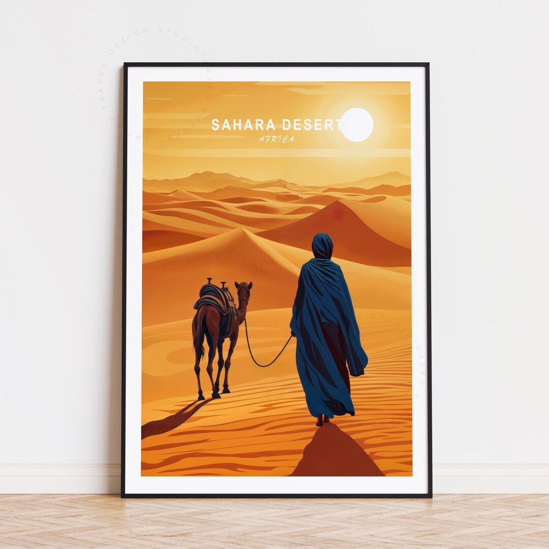 Sahara Desert Travel Poster, Africa Wall Art, Sahara Desert Print, Home ...