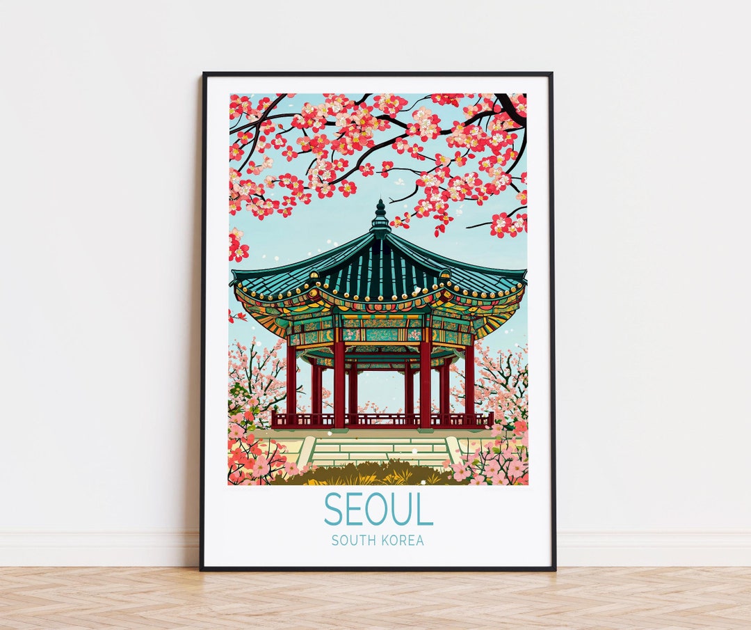 Seoul Travel Poster, South Korea Wall Art, Seoul South Korea Print ...