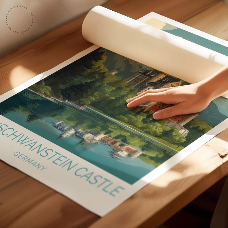 Neuschwanstein Castle Germany Travel Poster, Alpine Landscape - Etsy