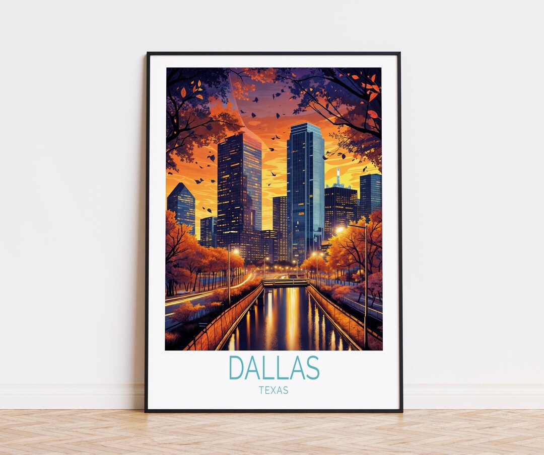 Dallas Travel Poster, Texas Wall Art, Dallas Texas Print, Custom Travel ...