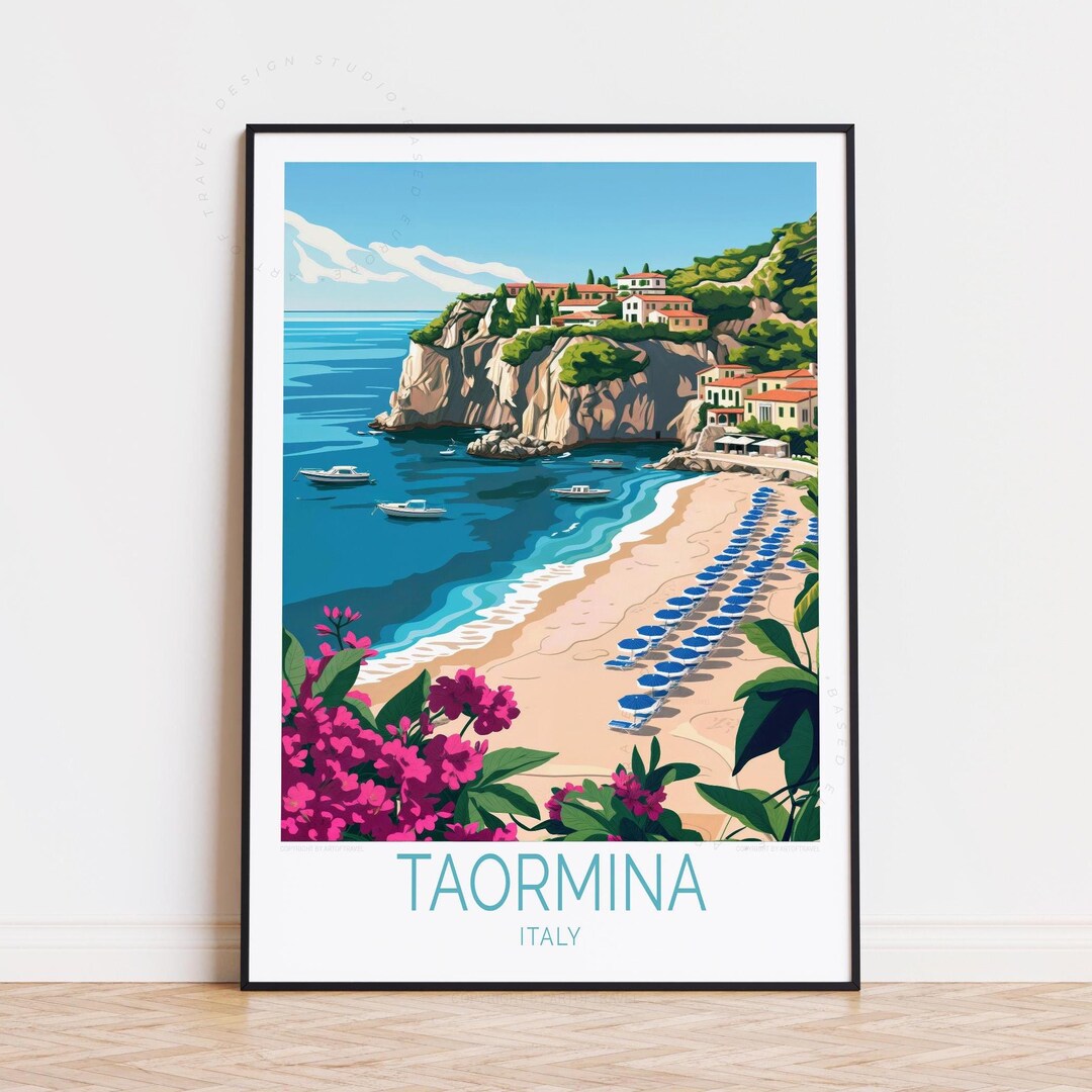Taormina Italy Travel Poster, Italy Wall Art, Taormina Print, Birthday ...