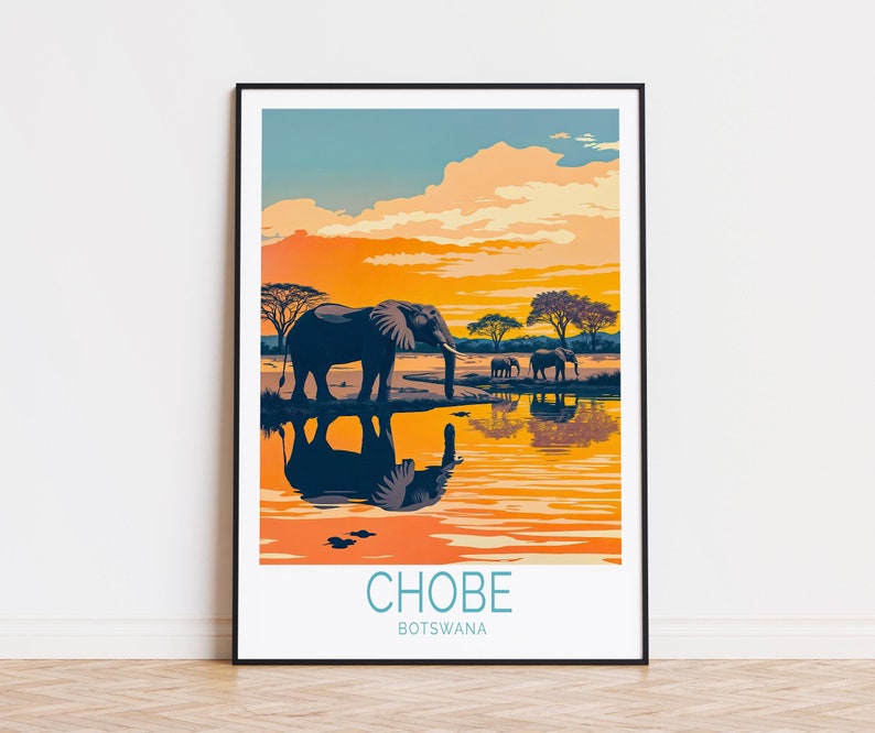 Chobe Botswana Travel Poster, Chobe Botswana Wall Art, National Park ...