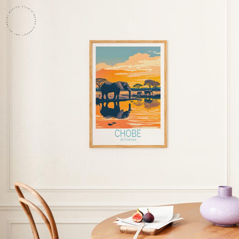 Chobe Botswana Travel Poster, Chobe Botswana Wall Art, National Park ...