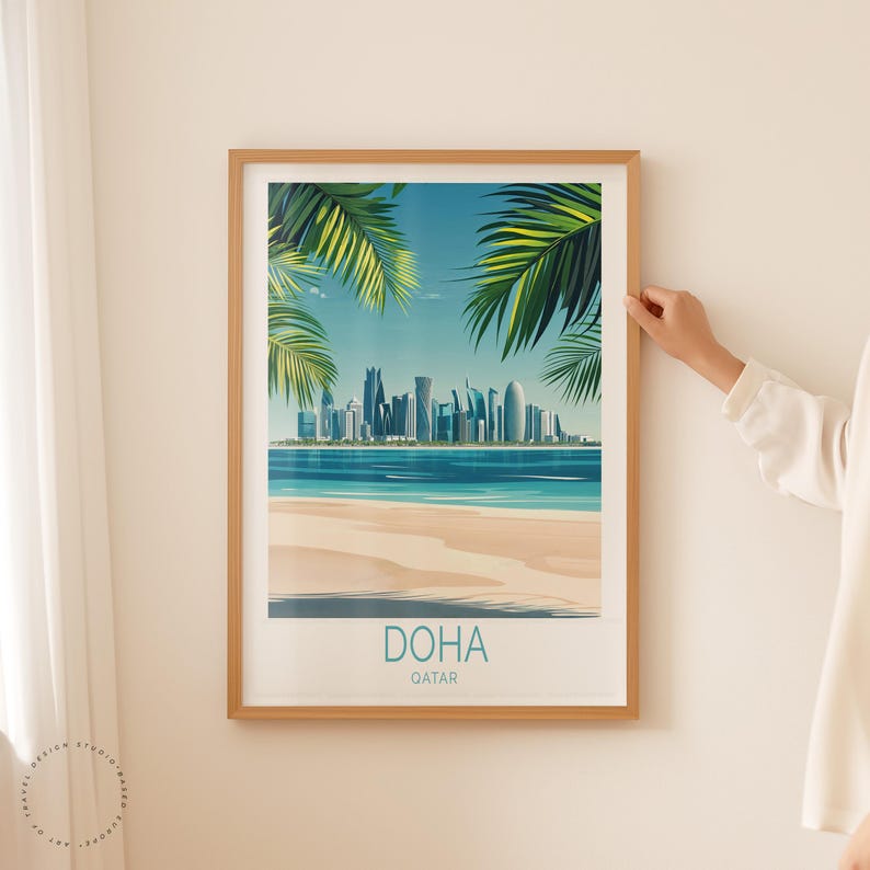 Doha Qatar Travel Poster, Qatar Wall Art, Doha Print, Birthday Present ...