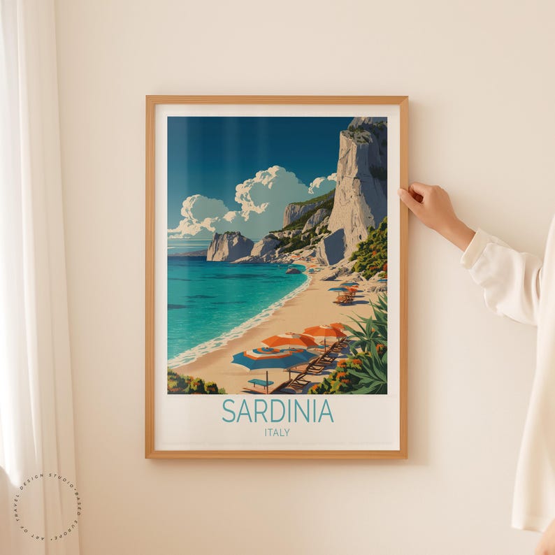 Sardinia Italy Travel Poster, Uganda Wall Art, Sardinia Mediterranean ...