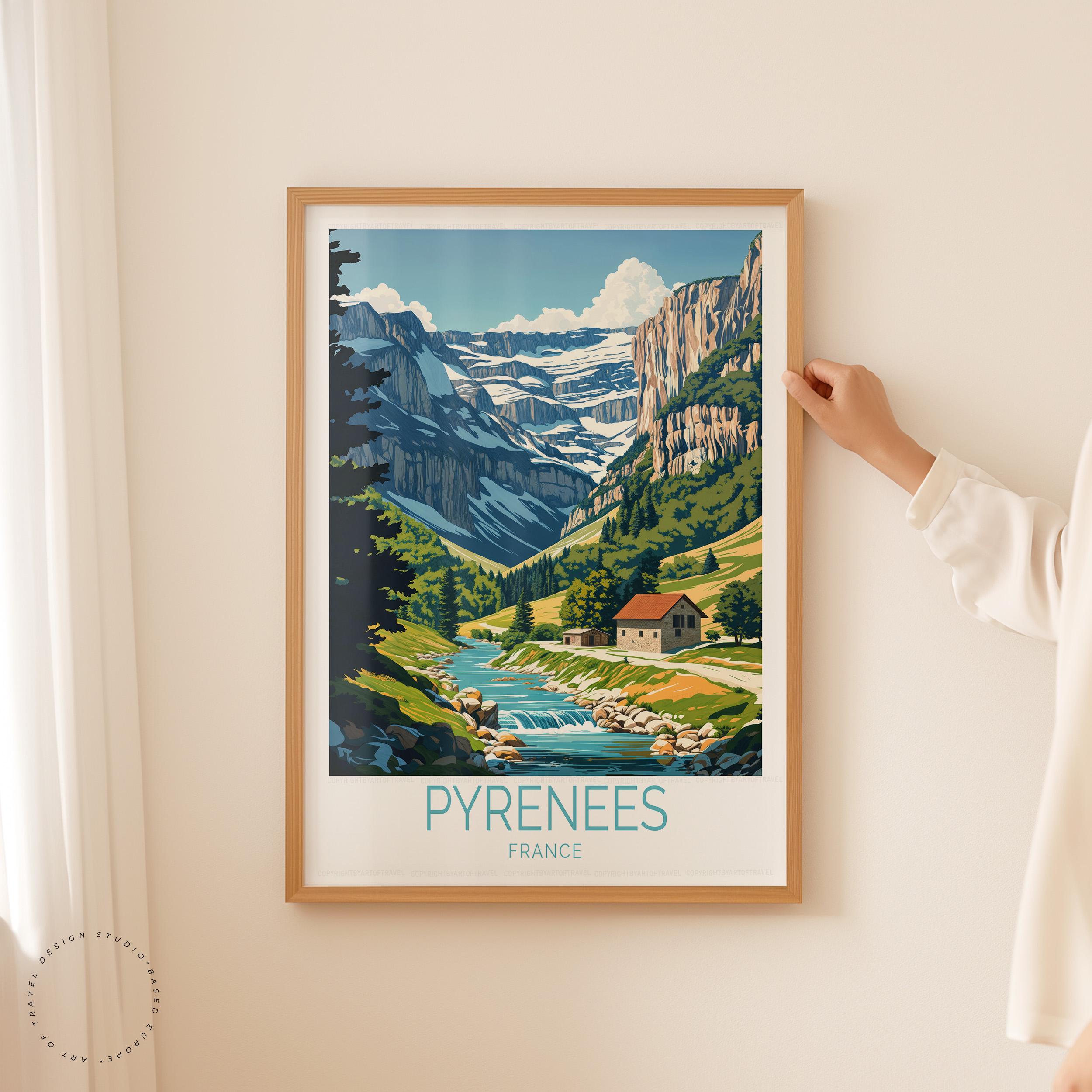 Pyrenees National Park Travel Poster, France Wall Art, Pyrenees France ...