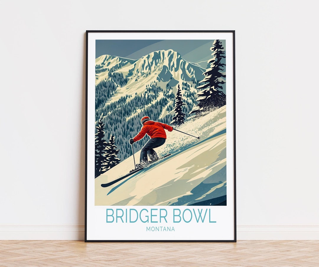 Bridger Bowl Travel Poster, Bridger Bowl Print, Montana Wall Art ...