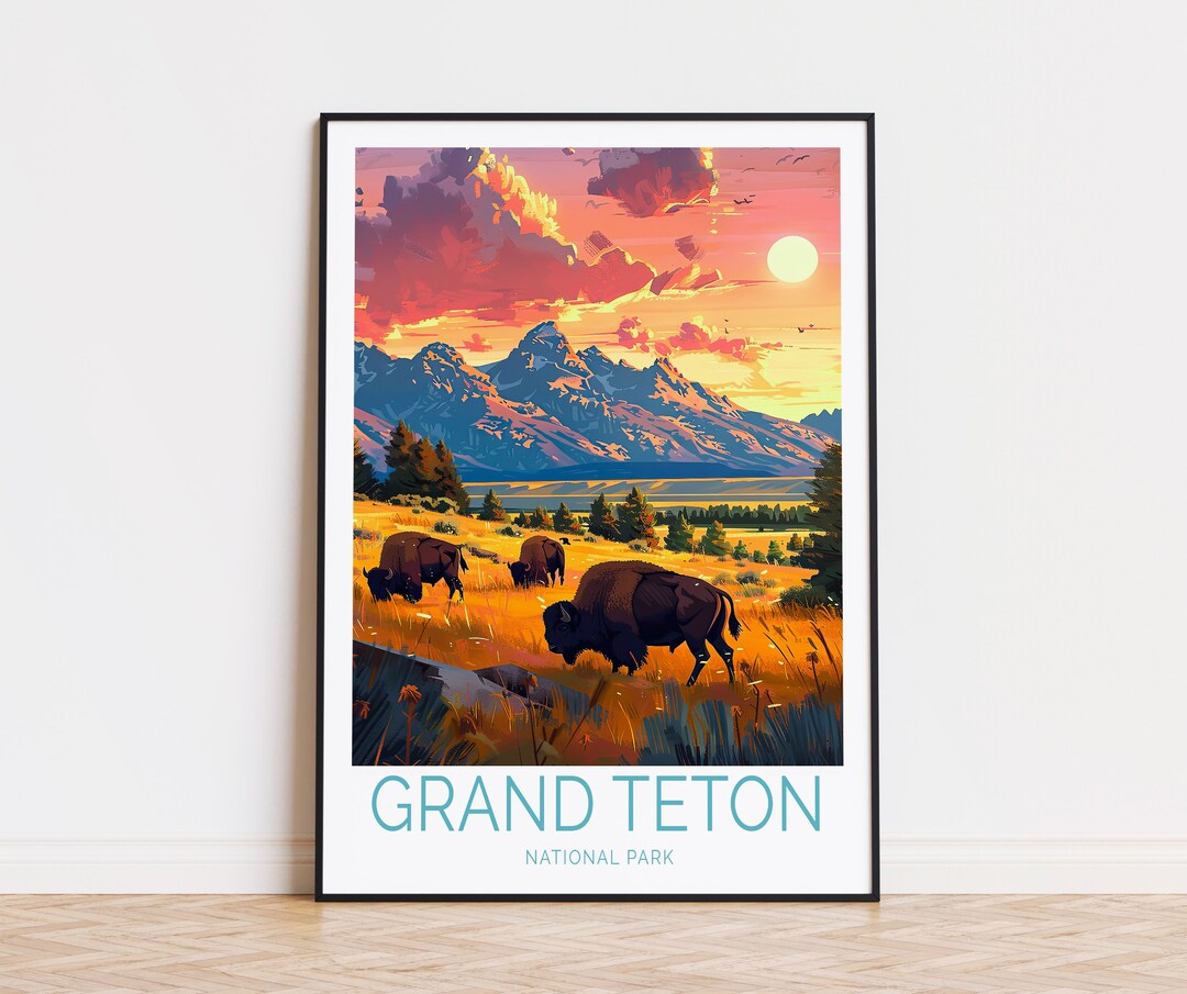 Grand Teton National Park Travel Poster, National Park Print, Grand ...