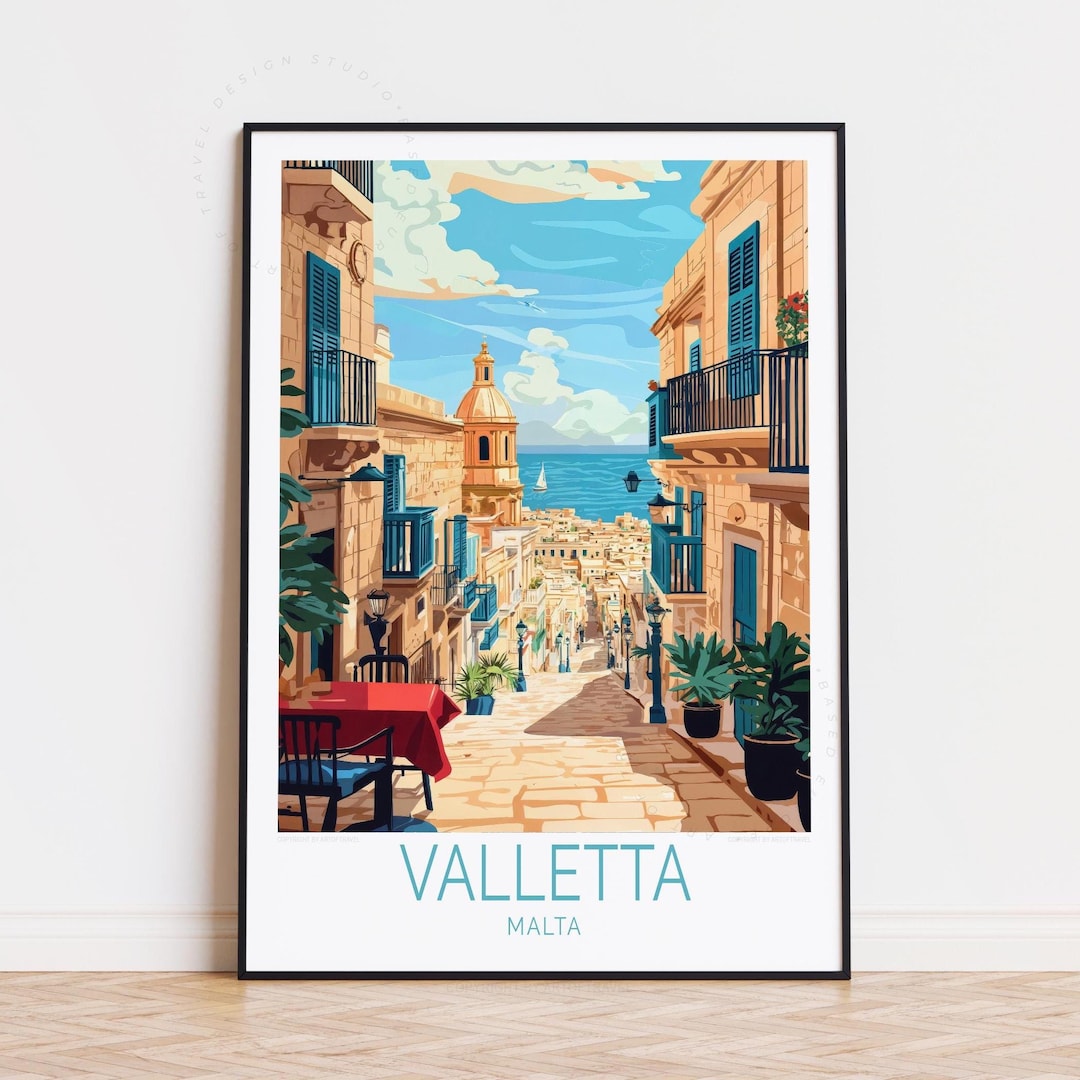 Valletta Malta Travel Poster, Malta Wall Art, Valletta Print, Birthday ...