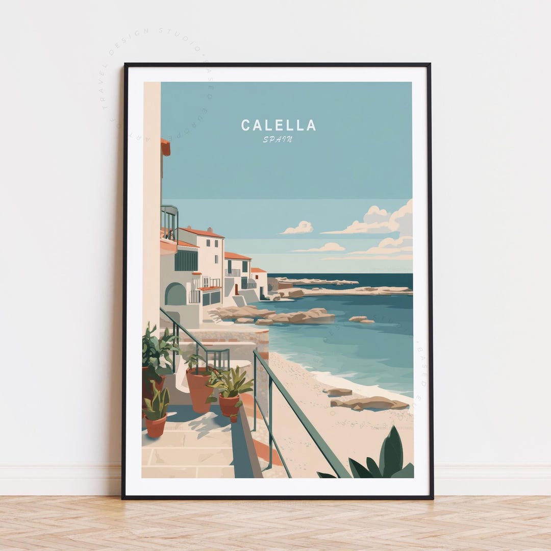 Calella Travel Poster, Spain Wall Art, Calella Spain Print, Birthday ...