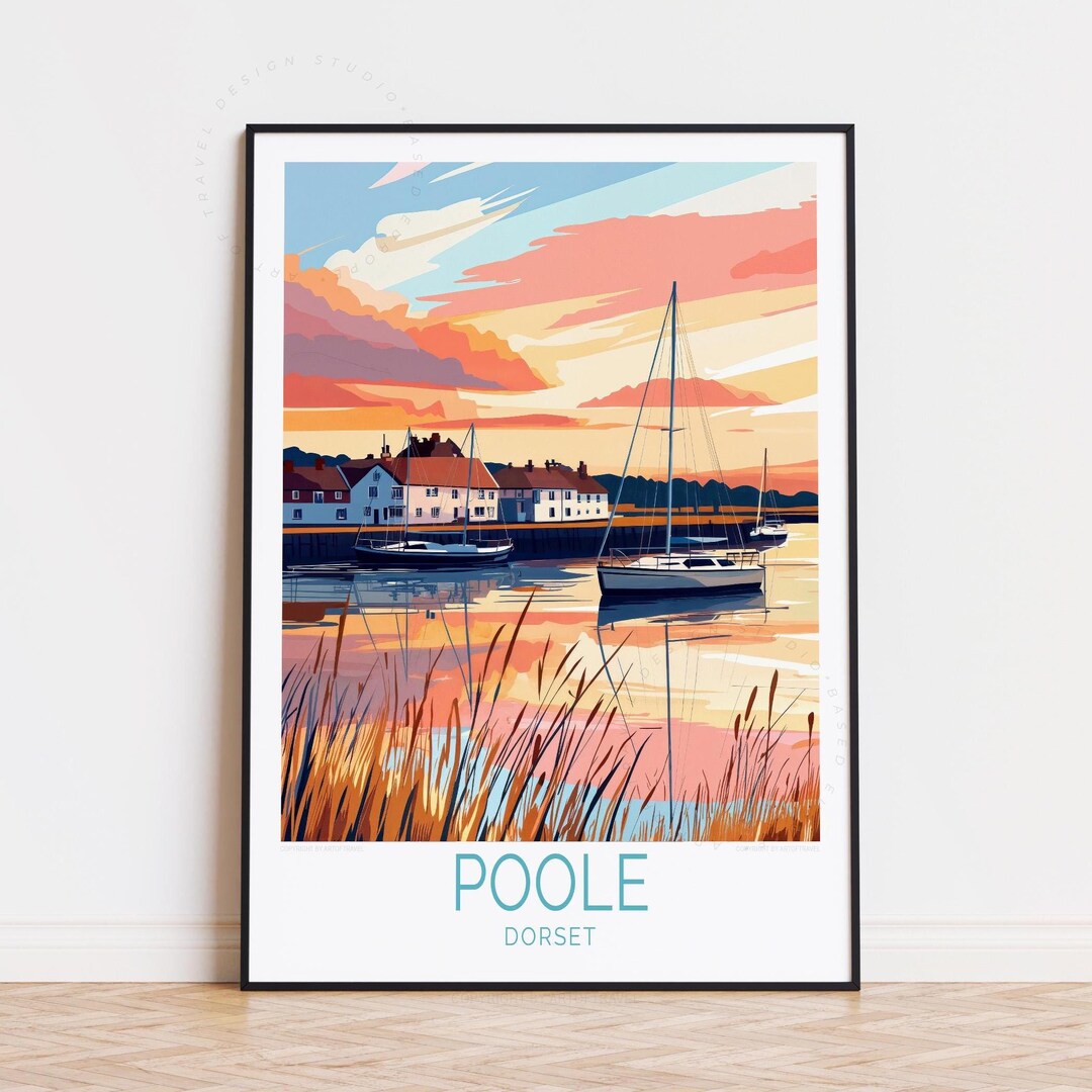 Poole Harbour Travel Poster, Dorset Wall Art, Poole United Kingdom ...