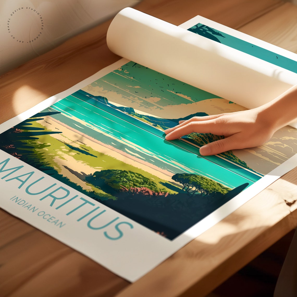 Mauritius Travel Poster, Indian Ocean Wall Art, Mauritius Print, Coast ...