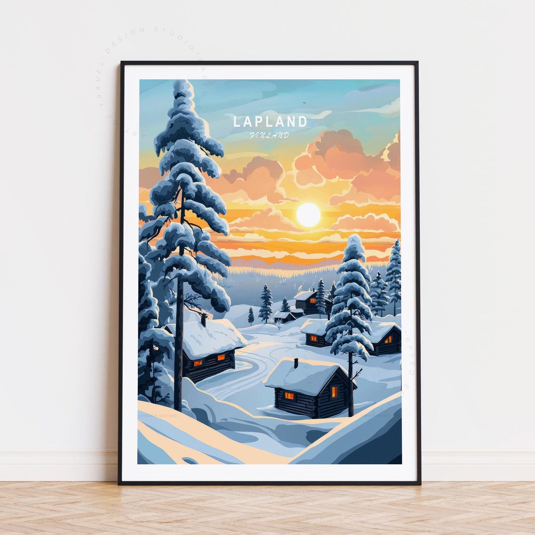 Lapland Travel Poster, Finland Wall Art, Lapland Finland Print, Home ...