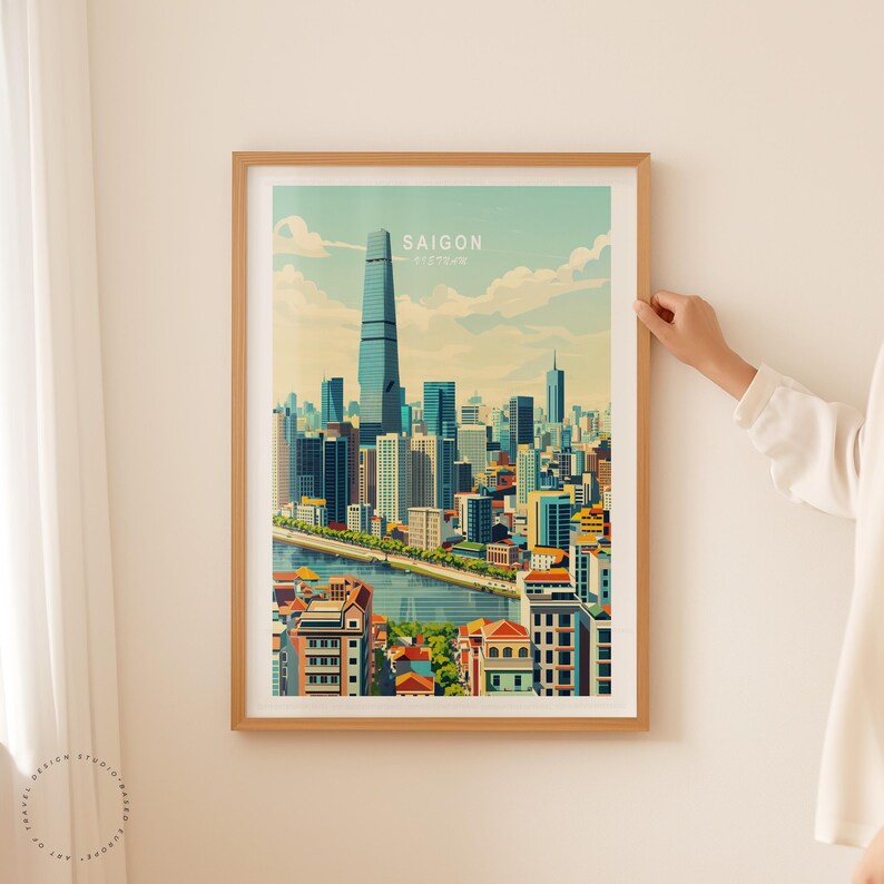 Saigon Vietnam Travel Poster, Ho Chi Minh City Wall Art, Saigon Vietnam ...