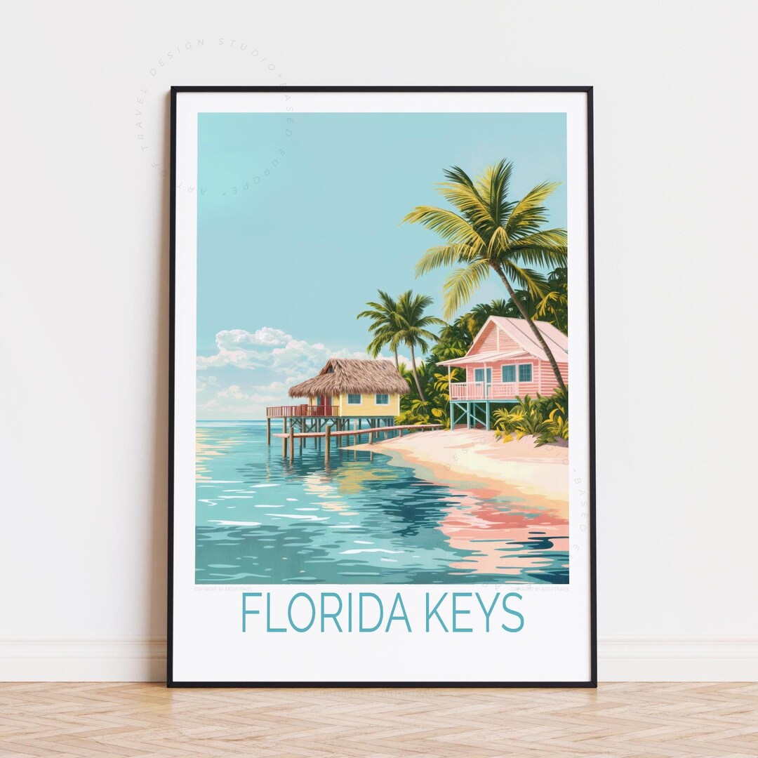 Florida Keys Travel Poster, Florida Wall Art, Florida Keys Print, Home ...