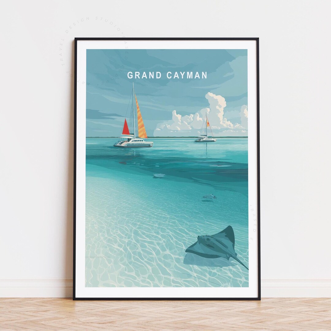Grand Cayman Caribbean Travel Poster, Cayman Islands Wall Art, Grand ...