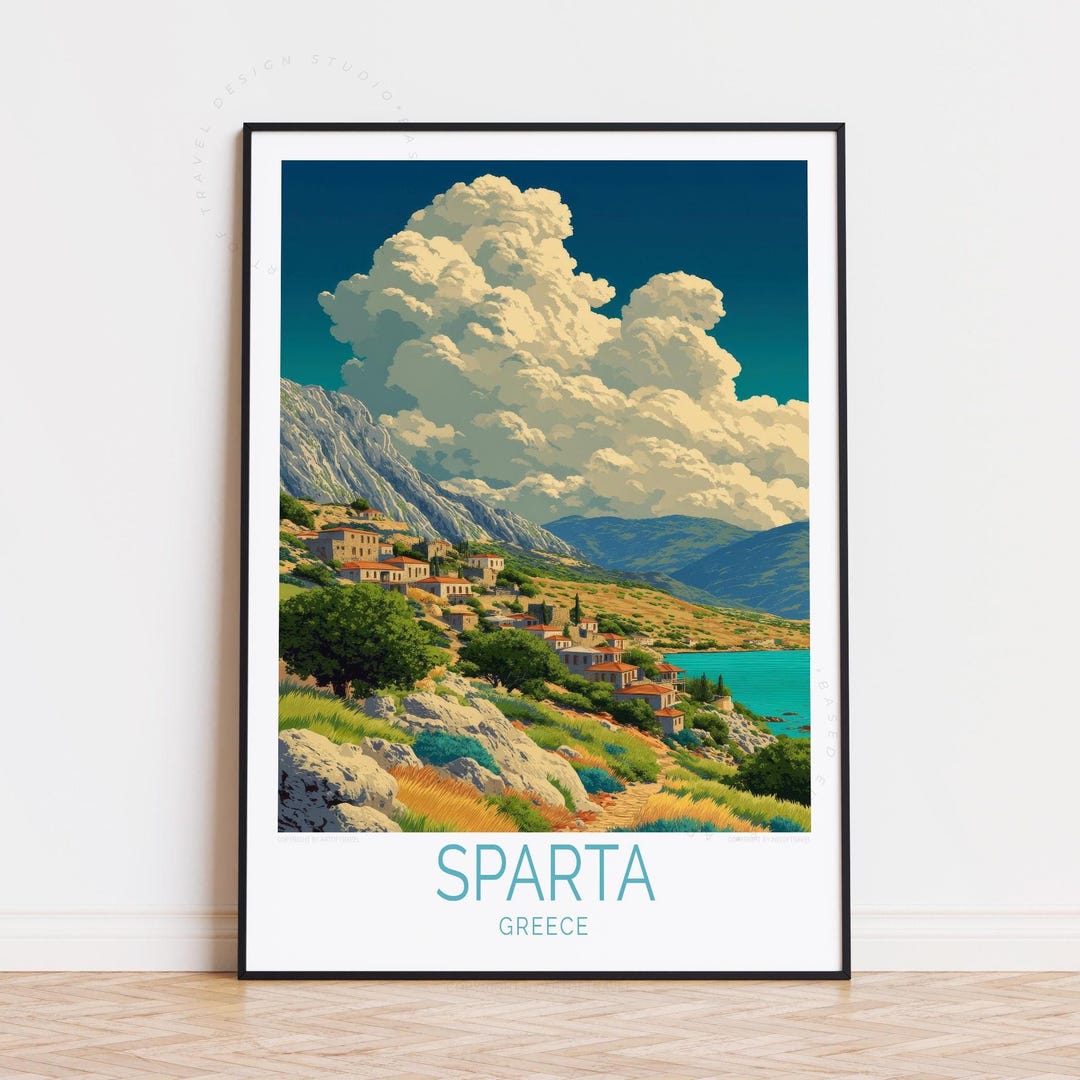 Sparta Greece Travel Poster, Greece Wall Art, Sparta Print, Home Decor ...