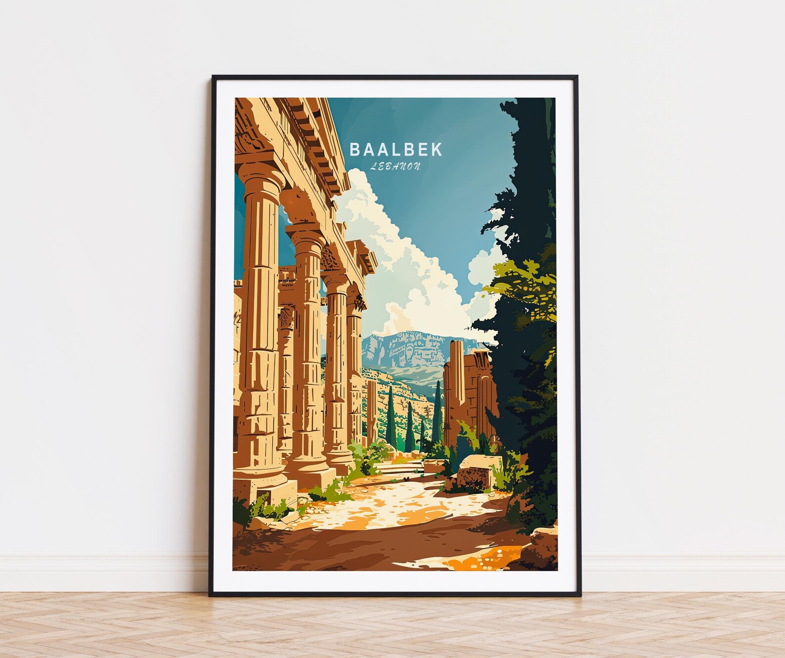 Baalbek Lebanon Travel Poster, Lebanon Wall Art, Baalbek Lebanon ...