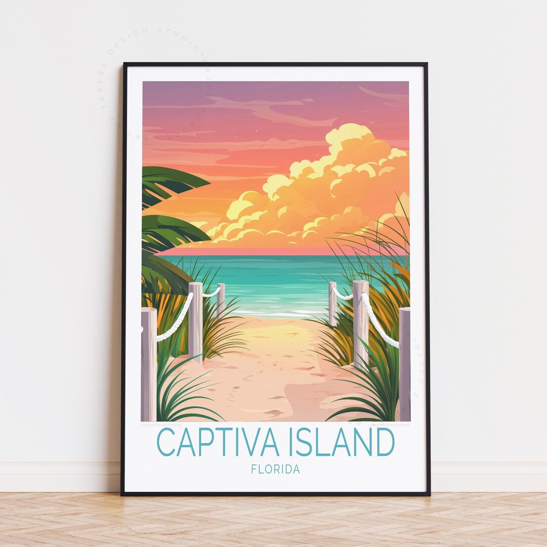 Captiva Island Florida Travel Poster, Florida Wall Art, Captiva Island ...