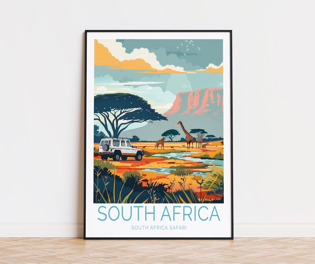 South Africa Travel Poster, Southern Africa Wall Art, Safari Poster ...