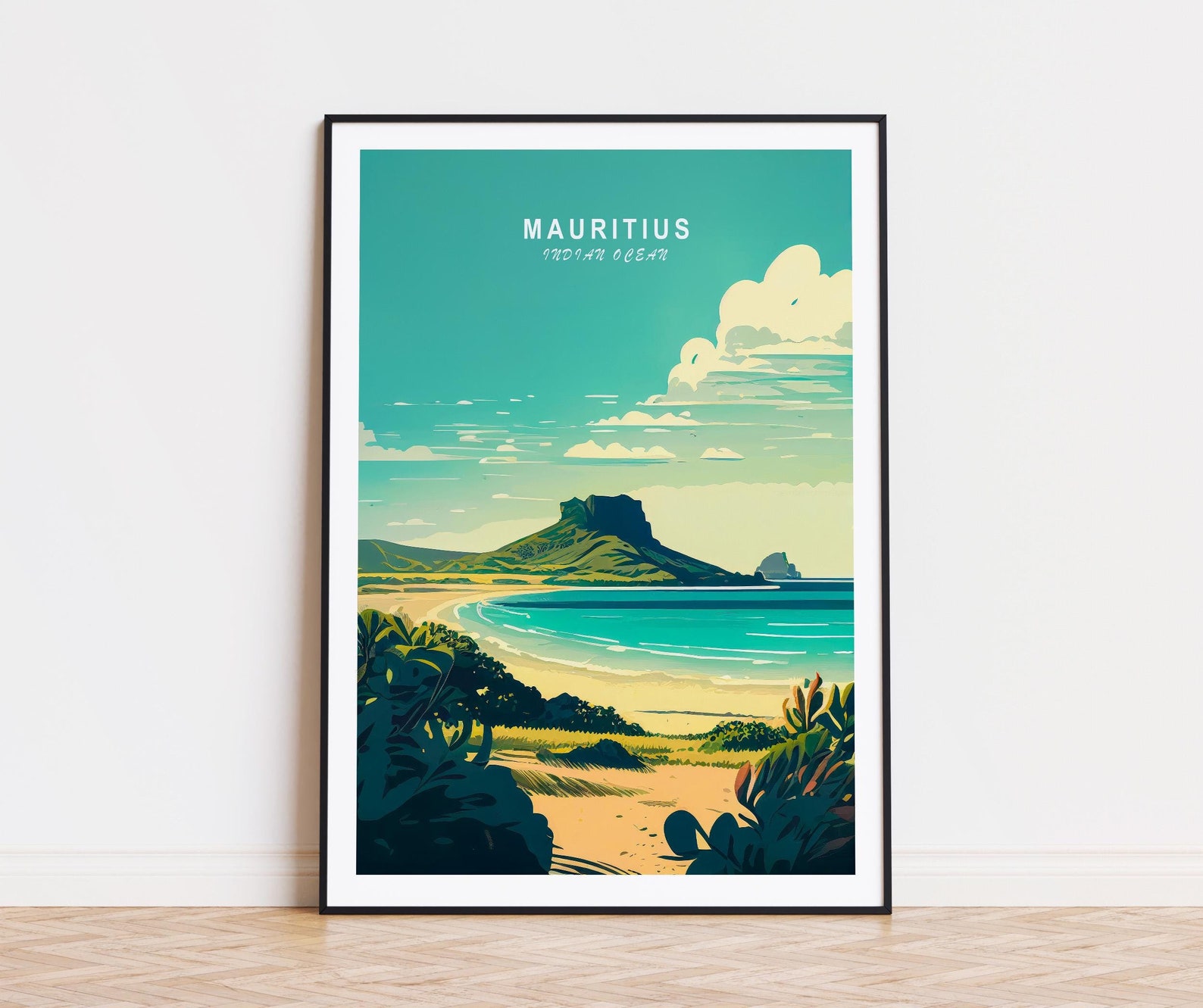 Mauritius Travel Poster, Indian Ocean Wall Art, Mauritius Coast Print ...